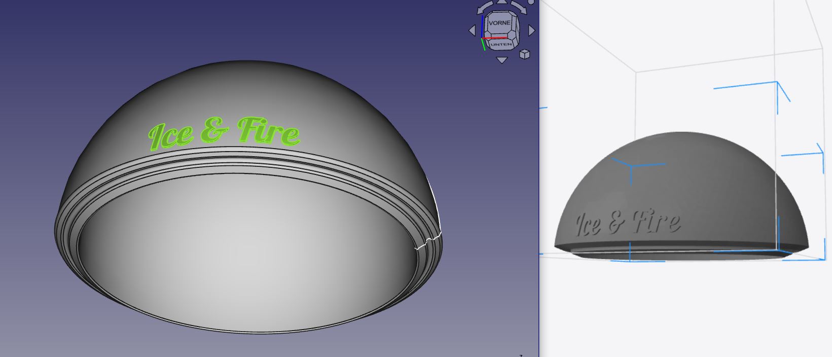 Text auf Hohlkörper-Halbkugel - FreeCAD Forum